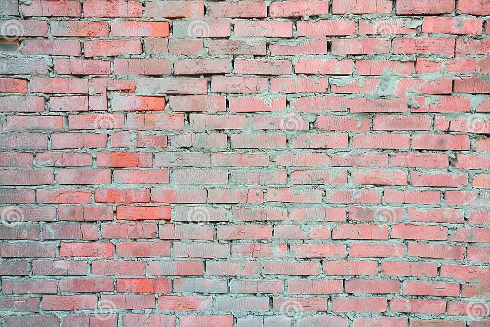 Background Red Brickwork in Cement Mortar Stock Image - Image of ...