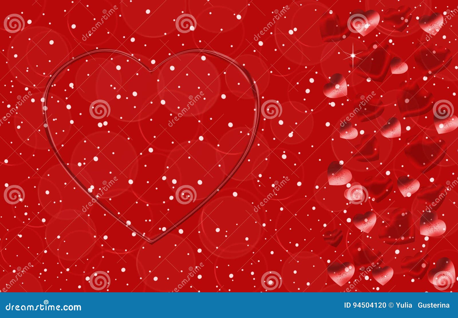 Background Red Color with Hearts of Different Sizes Stock Illustration ...