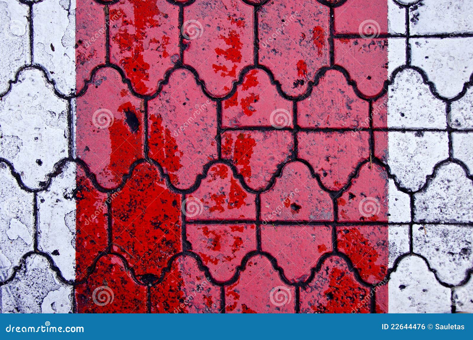 Background of Red Crosswalk on Road Paved by Tiles Stock Photo - Image ...