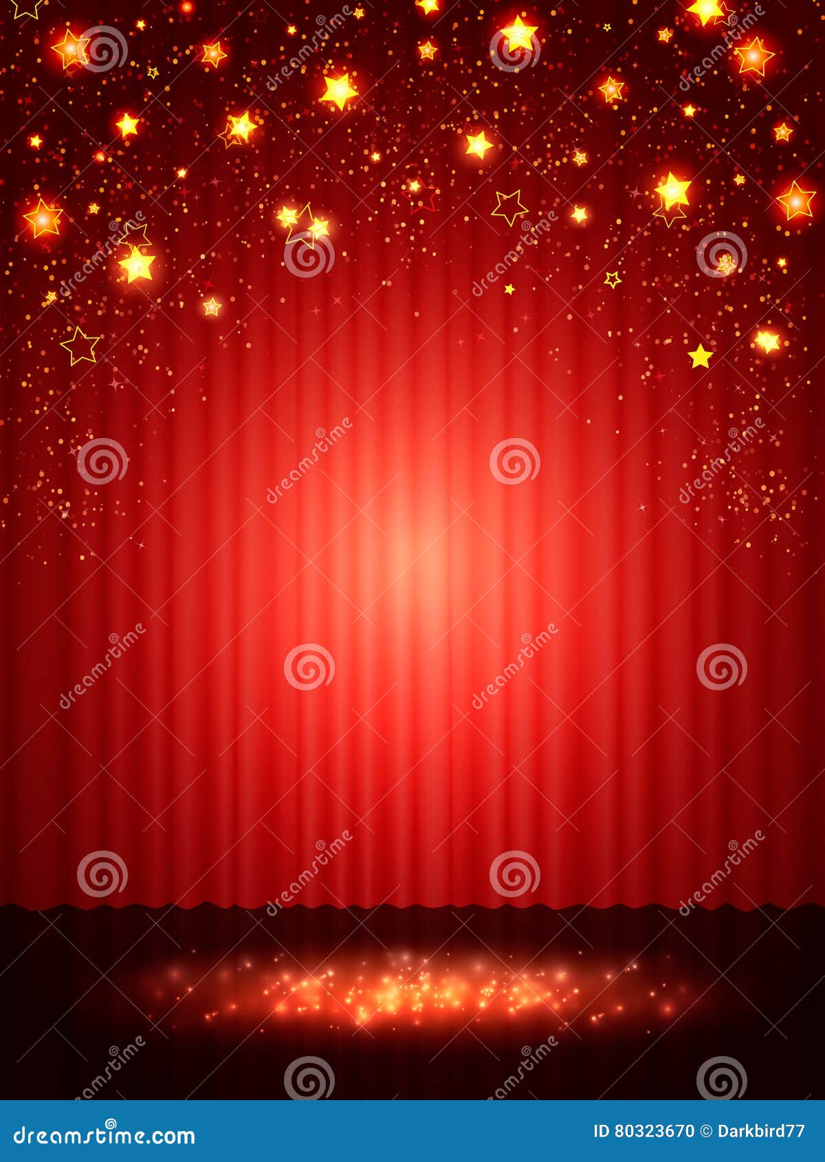 Background with Red Curtain and Stars Stock Illustration - Illustration ...