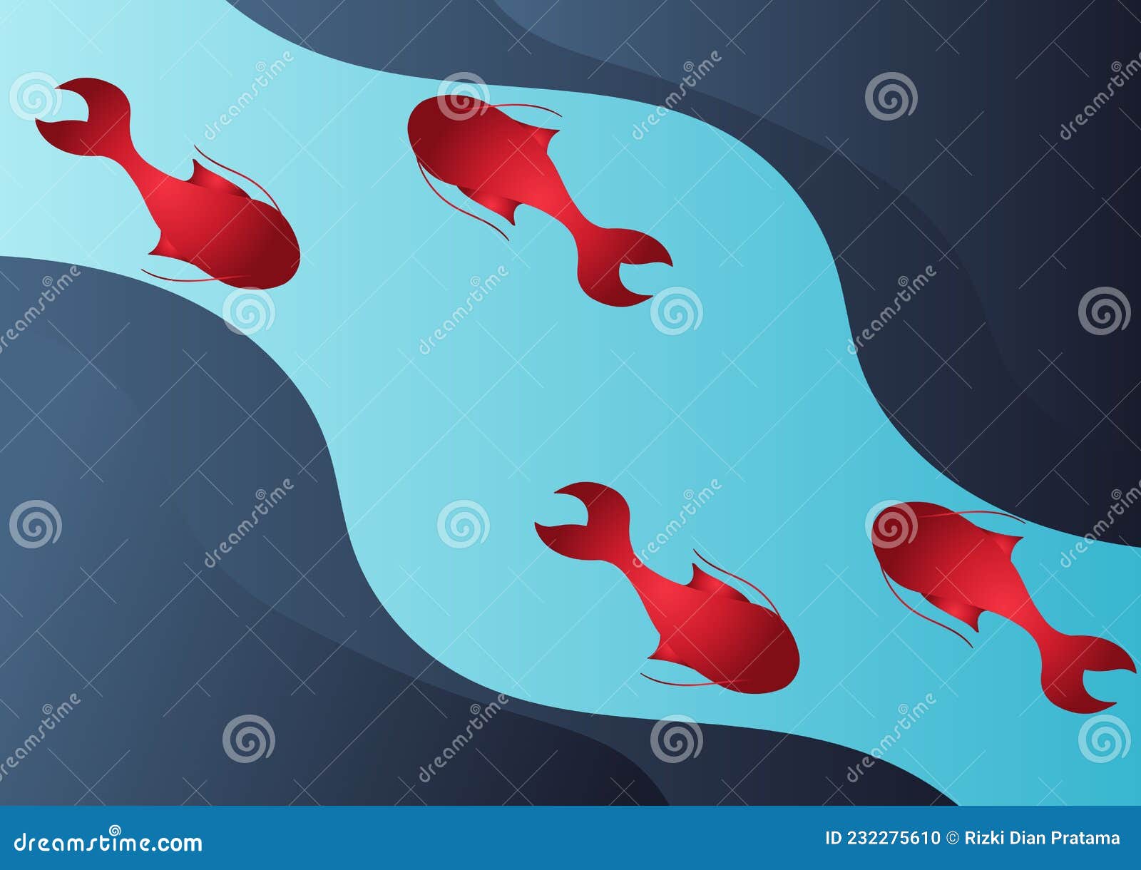 Background of Red Fish Swimming in the River Stock Vector ...