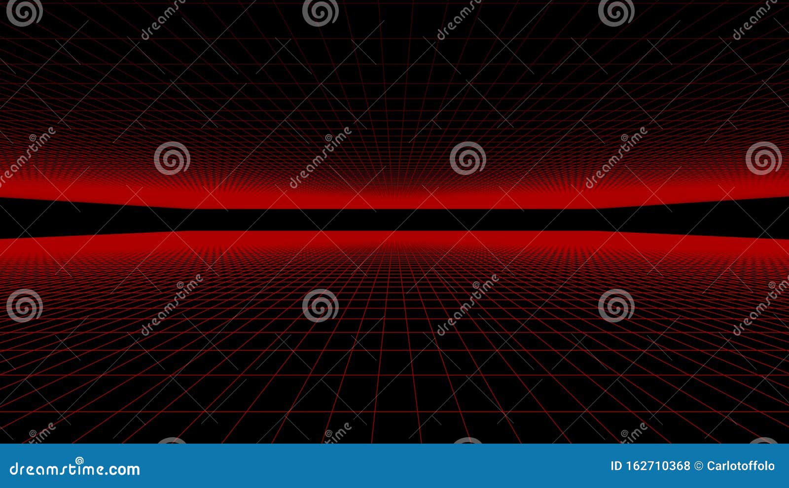 Background with Red Grids Floor and Ceiling on Black Space - 3D ...