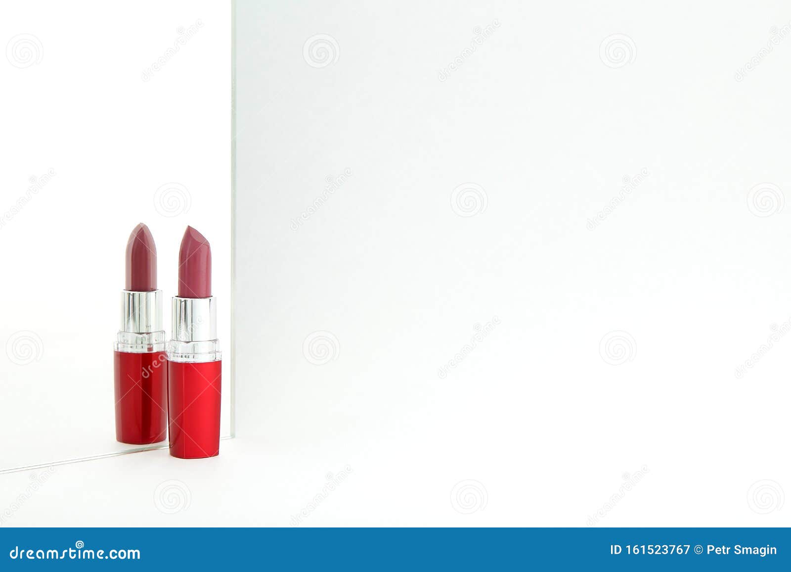Red Lipstick with Reflection in the Mirrors Stock Image - Image of ...