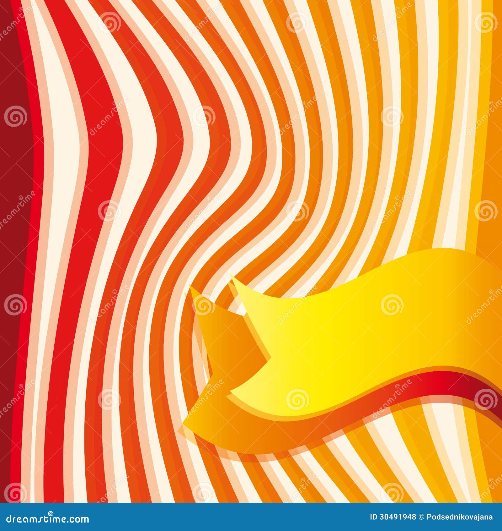 Background with Red, Orange an Yellow Stripes and Ribbon Stock Vector ...