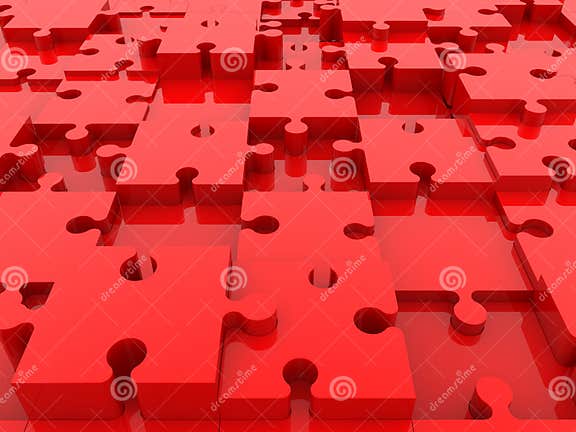 Background of Red Puzzle Pieces Stock Illustration - Illustration of ...