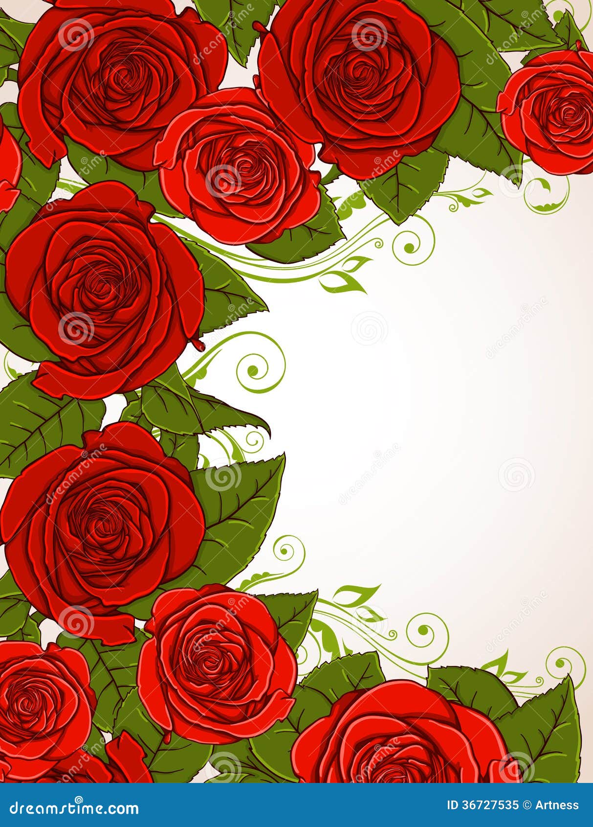 Background with red roses stock vector. Illustration of flower - 36727535