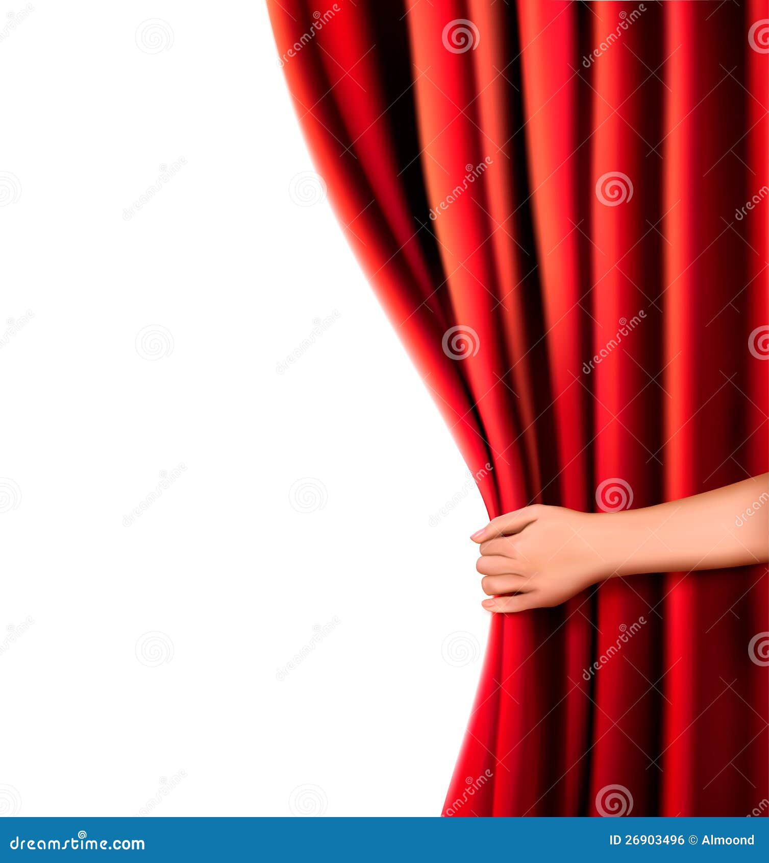 Background with Red Velvet Curtain and Hand. Stock Vector ...