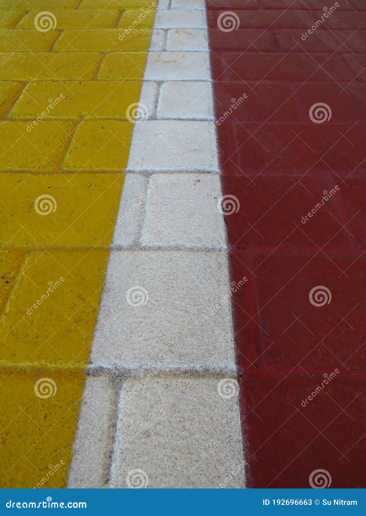 Background of Red and Yellow Tiles Separated by White Line. Pattern and ...