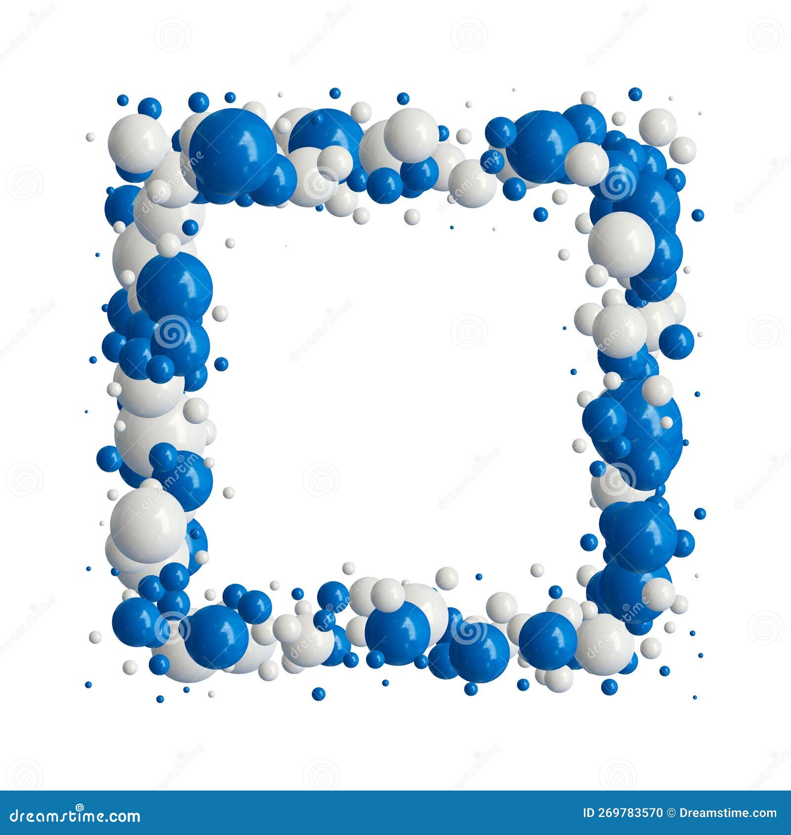 Background with Render 3d Blue and White Balls. Round Sphere of ...