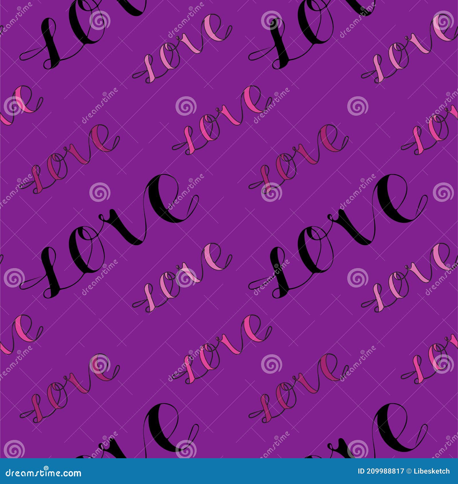 Background with Repeating Word Love. Pattern Lettering for Wrapping ...
