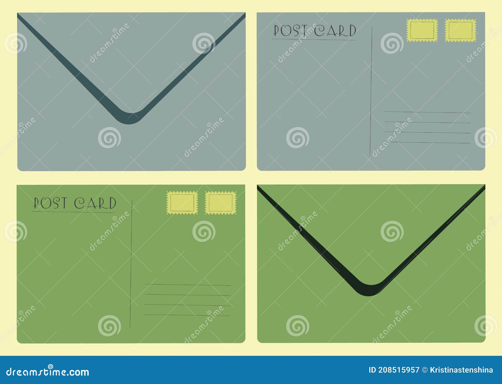 Old Background of Retro Envelopes. Pattern of Letters Depicted on Both ...