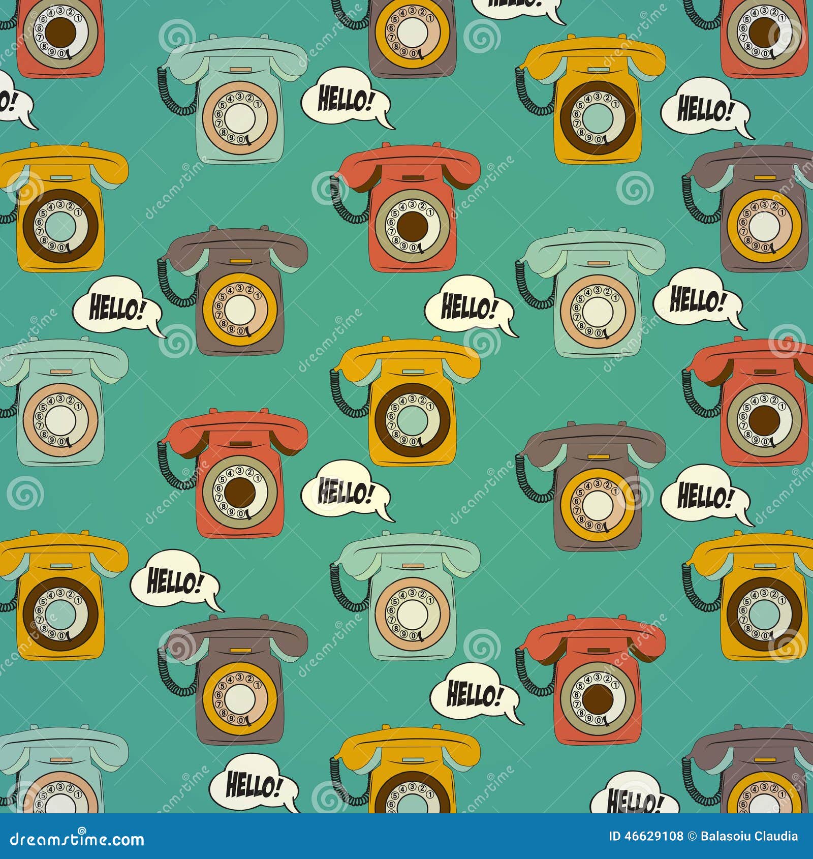 Background with Retro Phone Stock Illustration - Illustration of talk ...