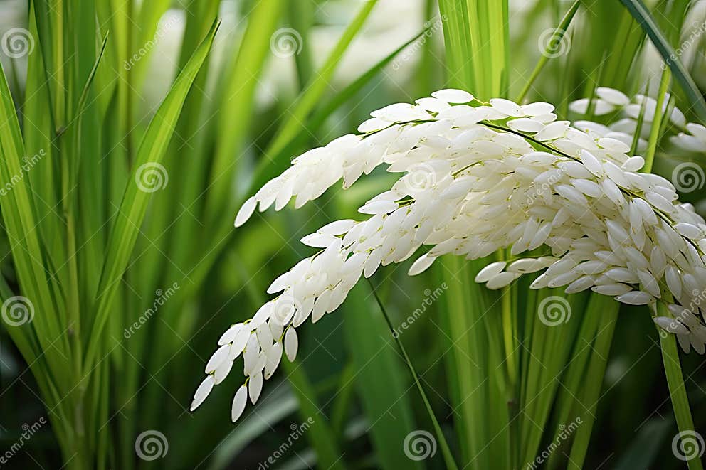 Background of Rice Plant with White and Paddy Rice. Stock Illustration ...