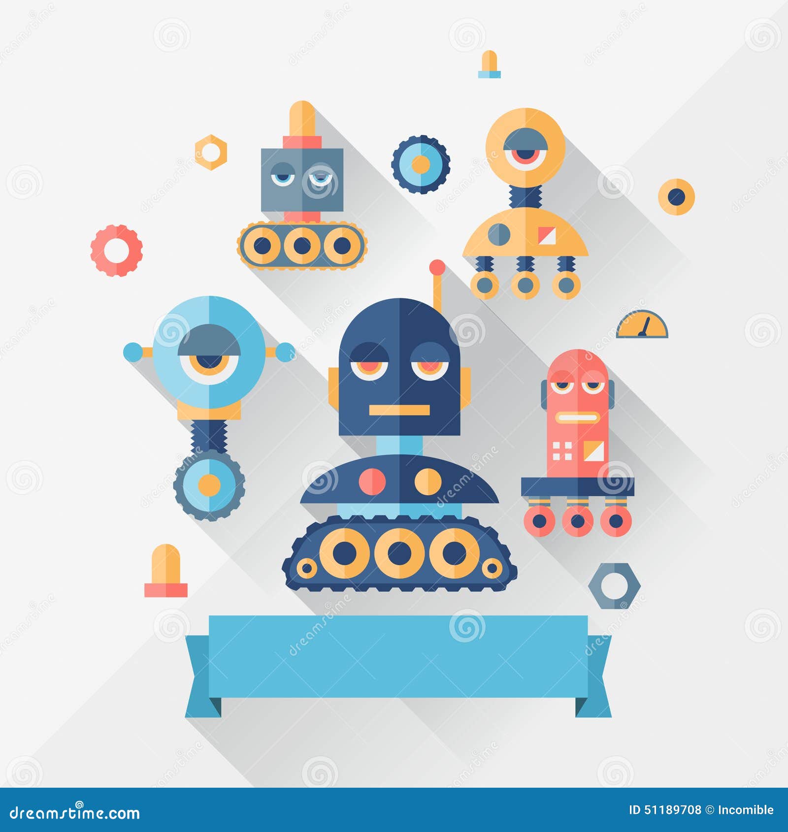 Background with Robot in Flat Style Stock Vector - Illustration of ...