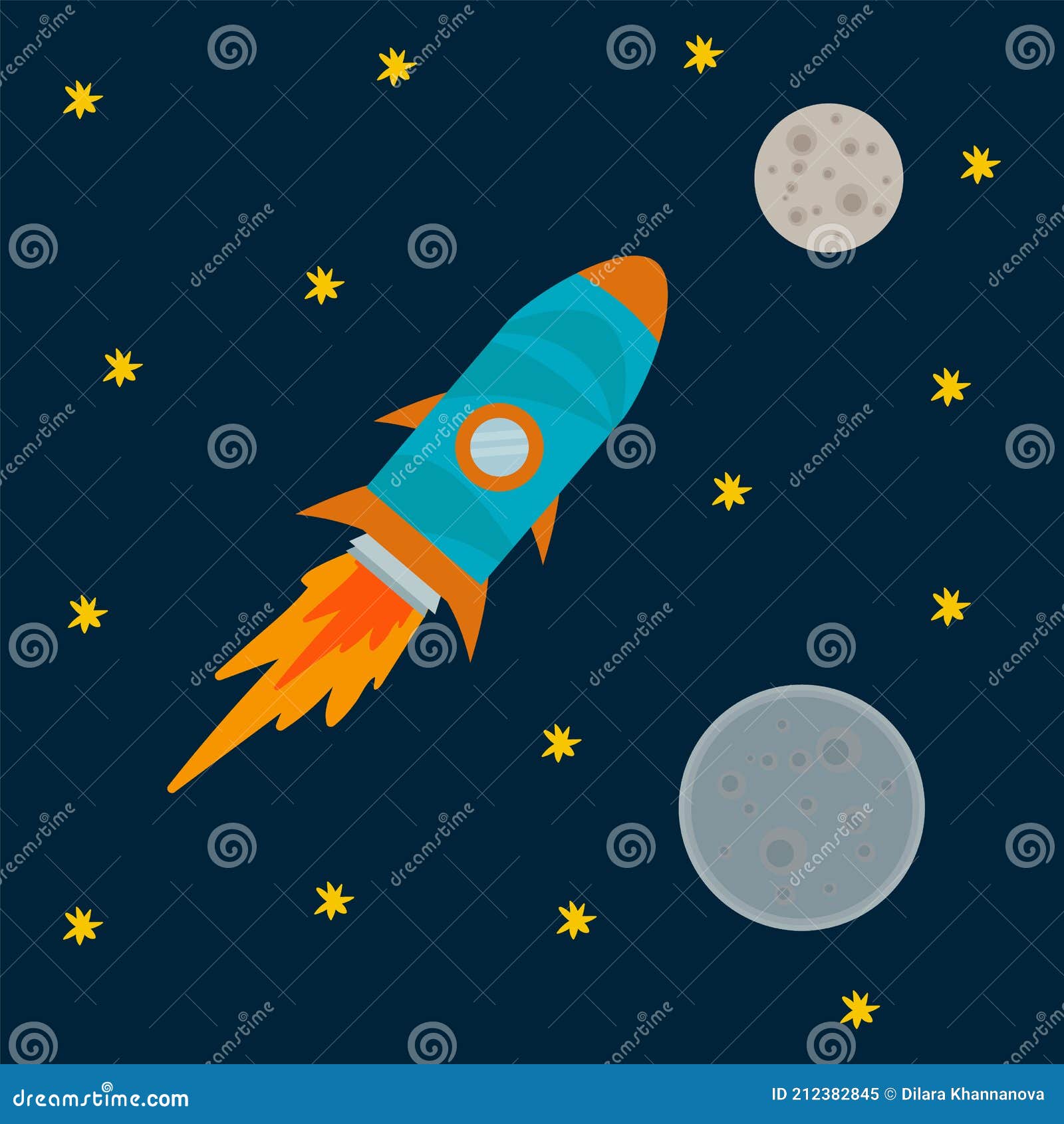 Background with Rockets in the Solar System. Cartoon Space Transport in ...