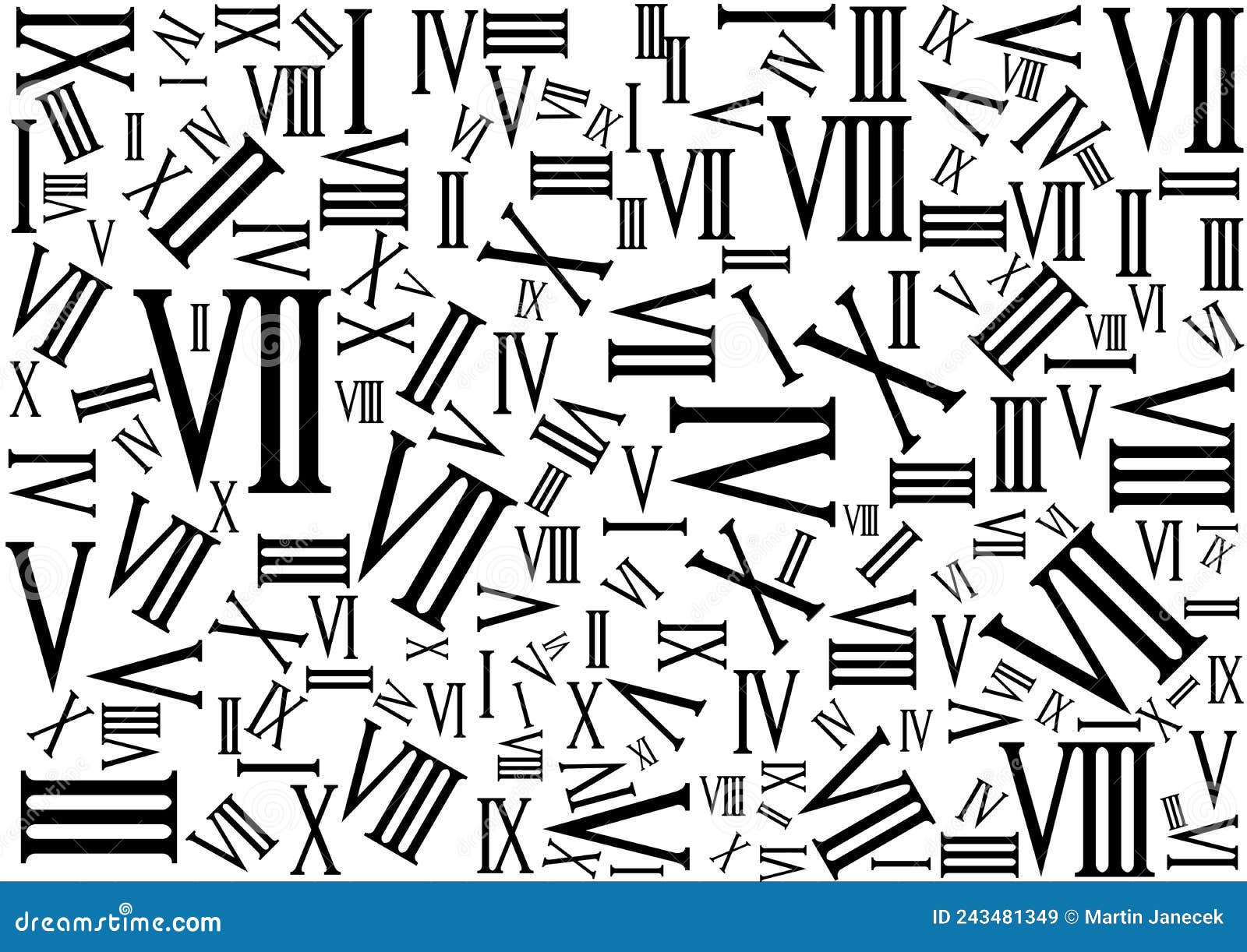 Background with Roman Numerals Scattered Chaotic Stock Vector ...