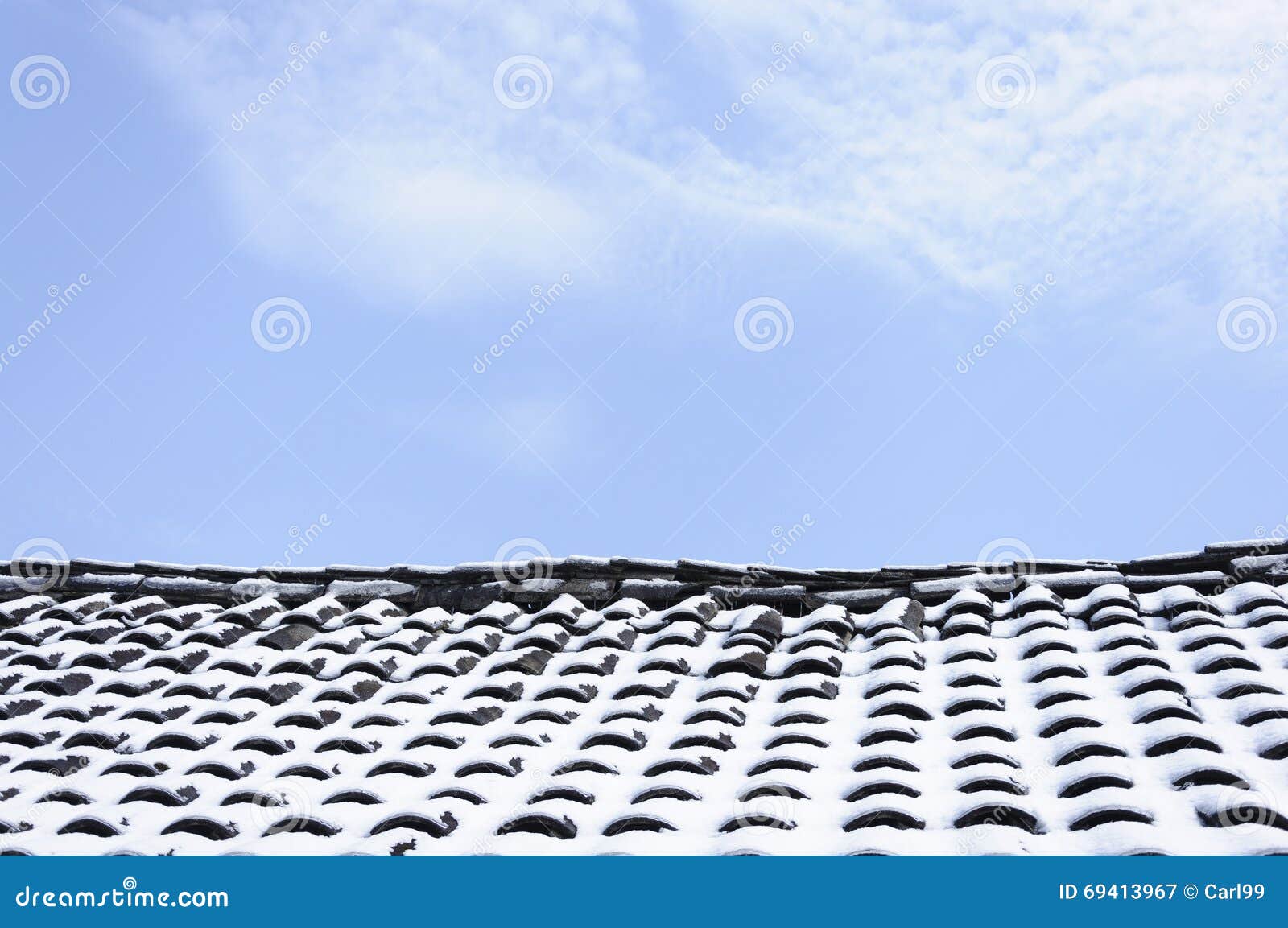 Background of Rooftop with Snow and Blue Sky Stock Image - Image of ...