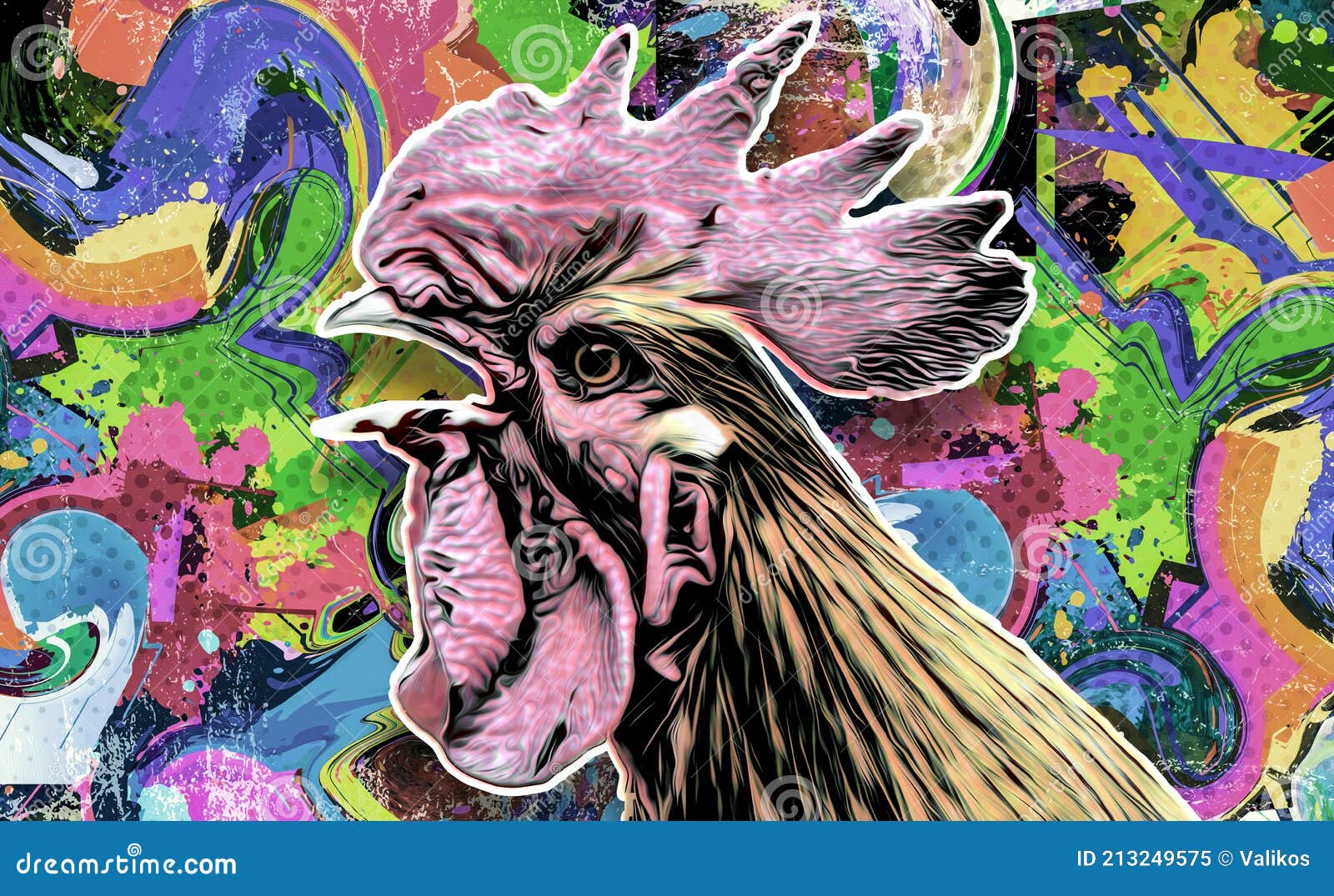 Background with Rooster Art Tattoo Stock Illustration - Illustration of ...