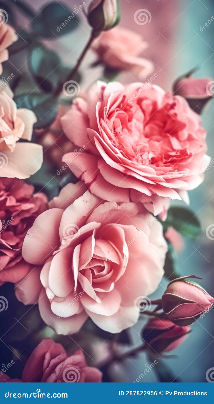 Background of Roses of Different Colors, Generative AI. Stock ...