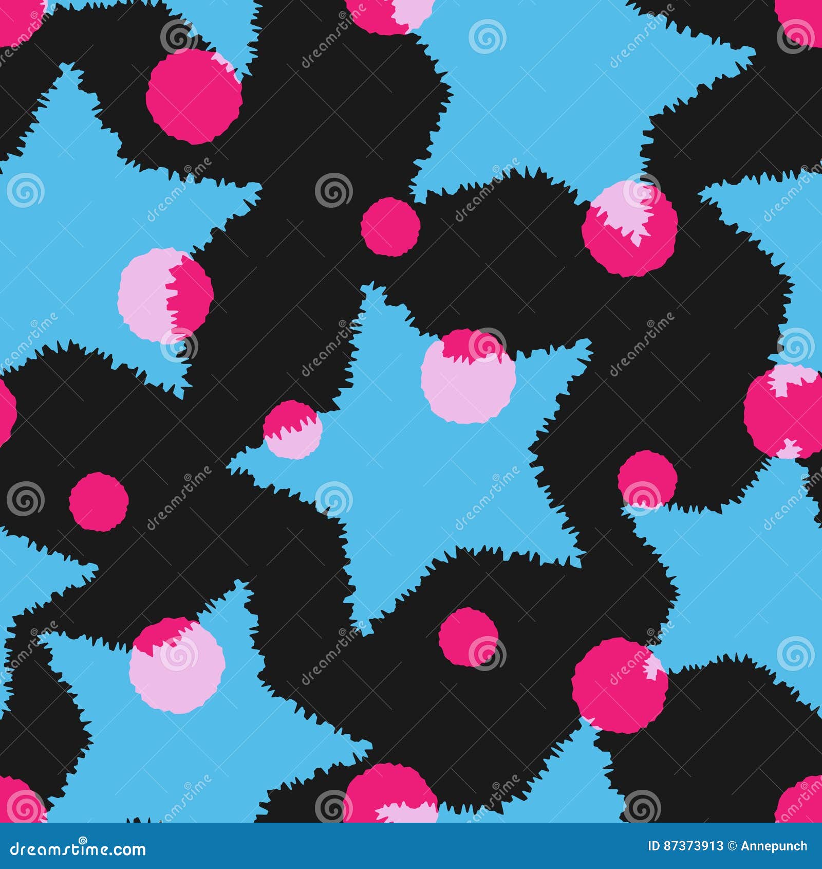 Background with Rough Stars and Rounded Spots. Seamless Pattern Stock ...