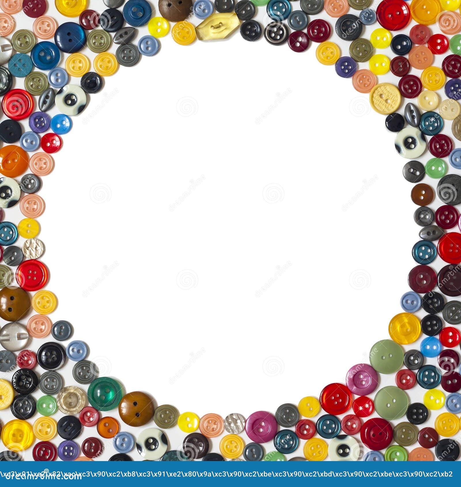 Background with Round Frame - Multicolored Buttons on a White Surface ...