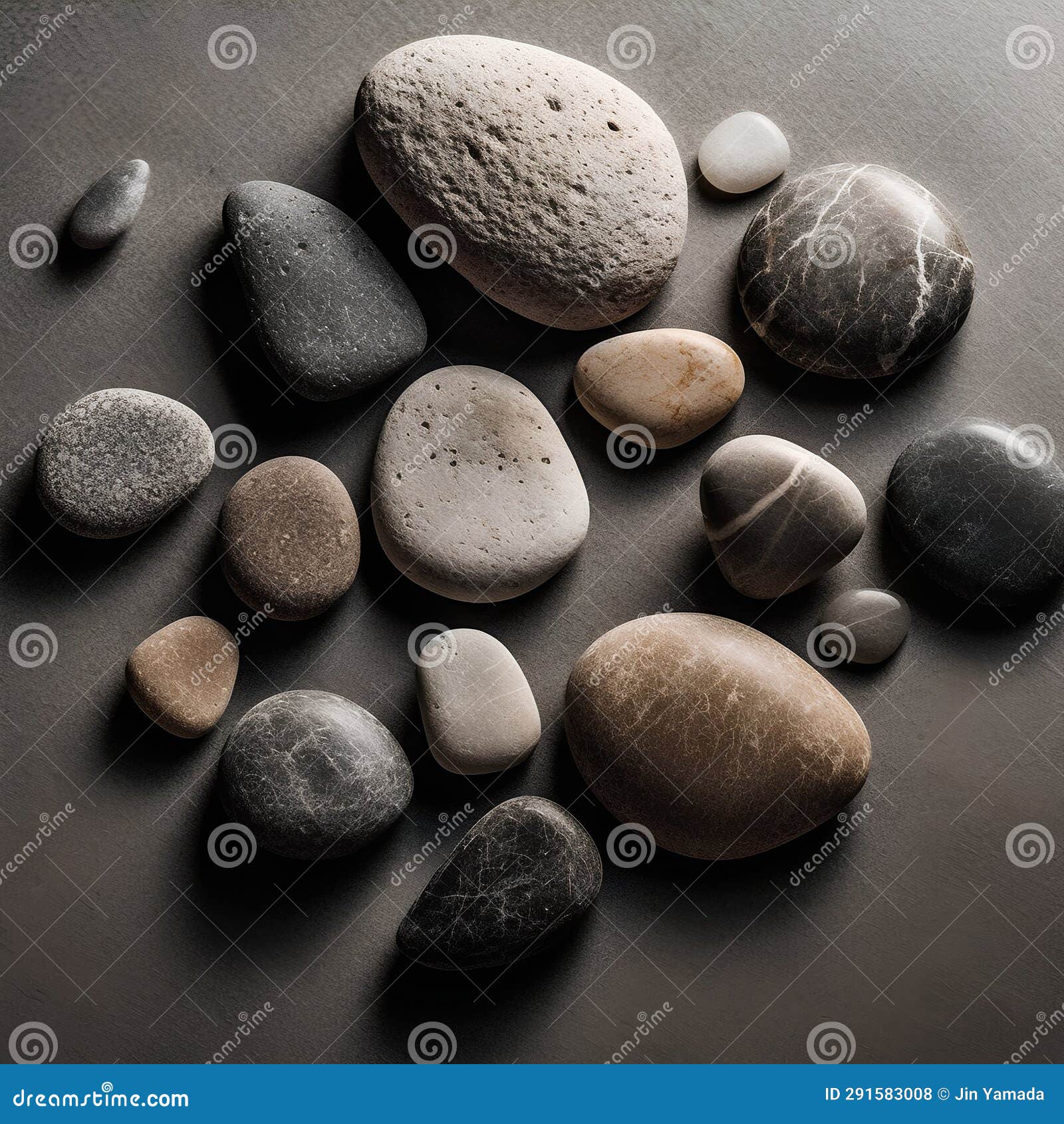 Background of Round Pebbles on a Gray Background, Top View Stock ...