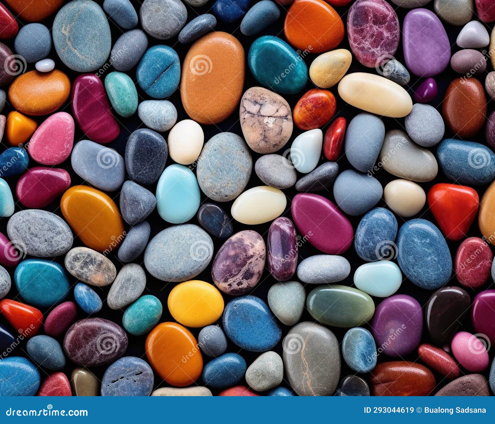 The Background is Round Pebbles with Multicolored Rounded Shiny Small ...