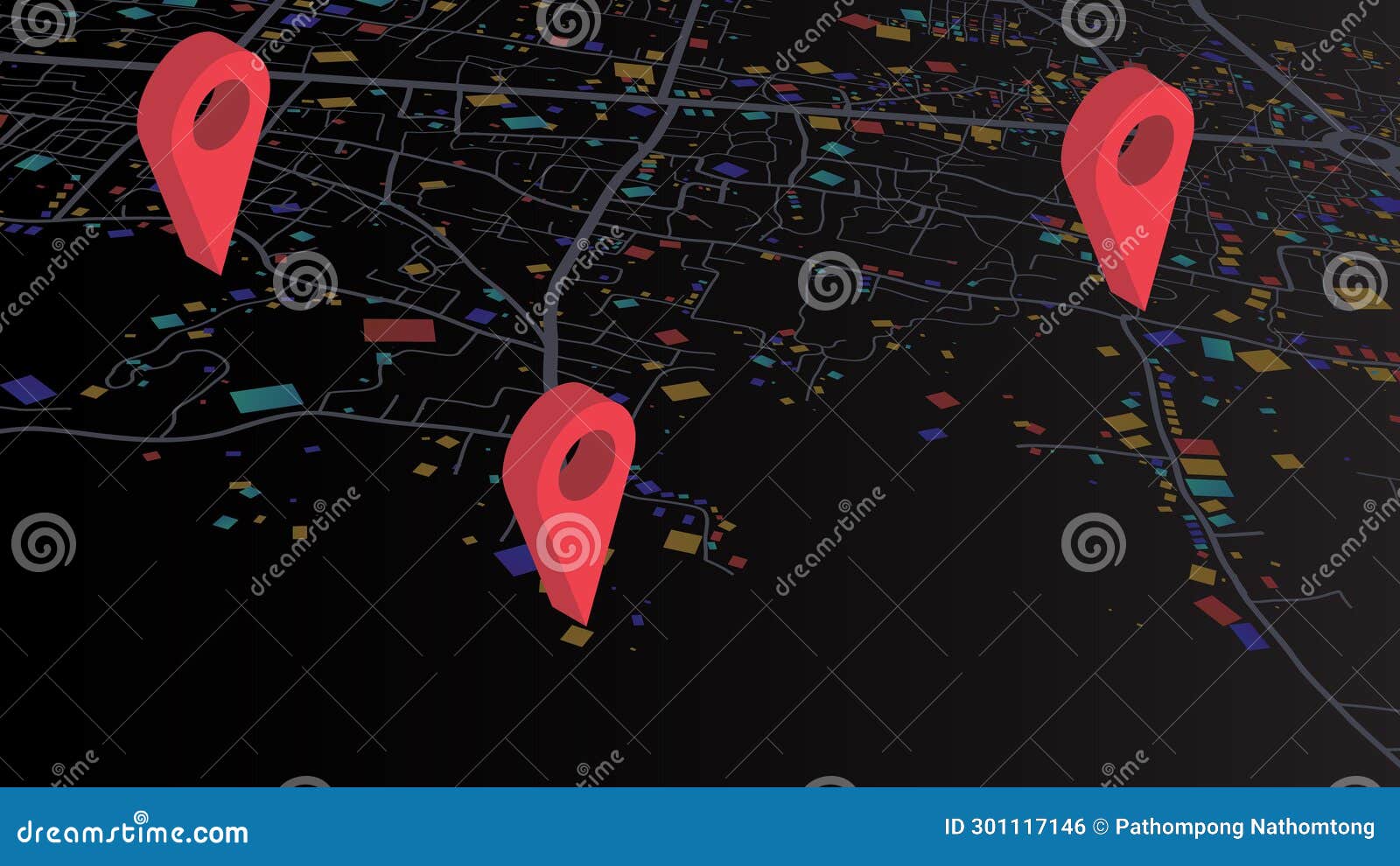 Background of Route Navigation Location Map with Color Construction ...