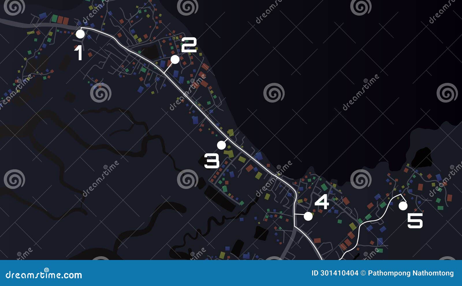 Background of Route Navigation Location Map with Number Stock ...