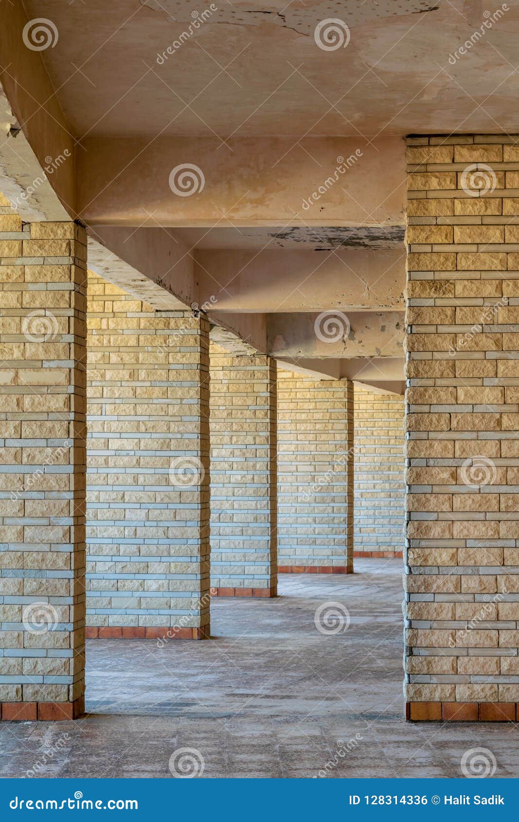 Background of Row of Sequential Stone Brick Columns Stock Photo - Image ...