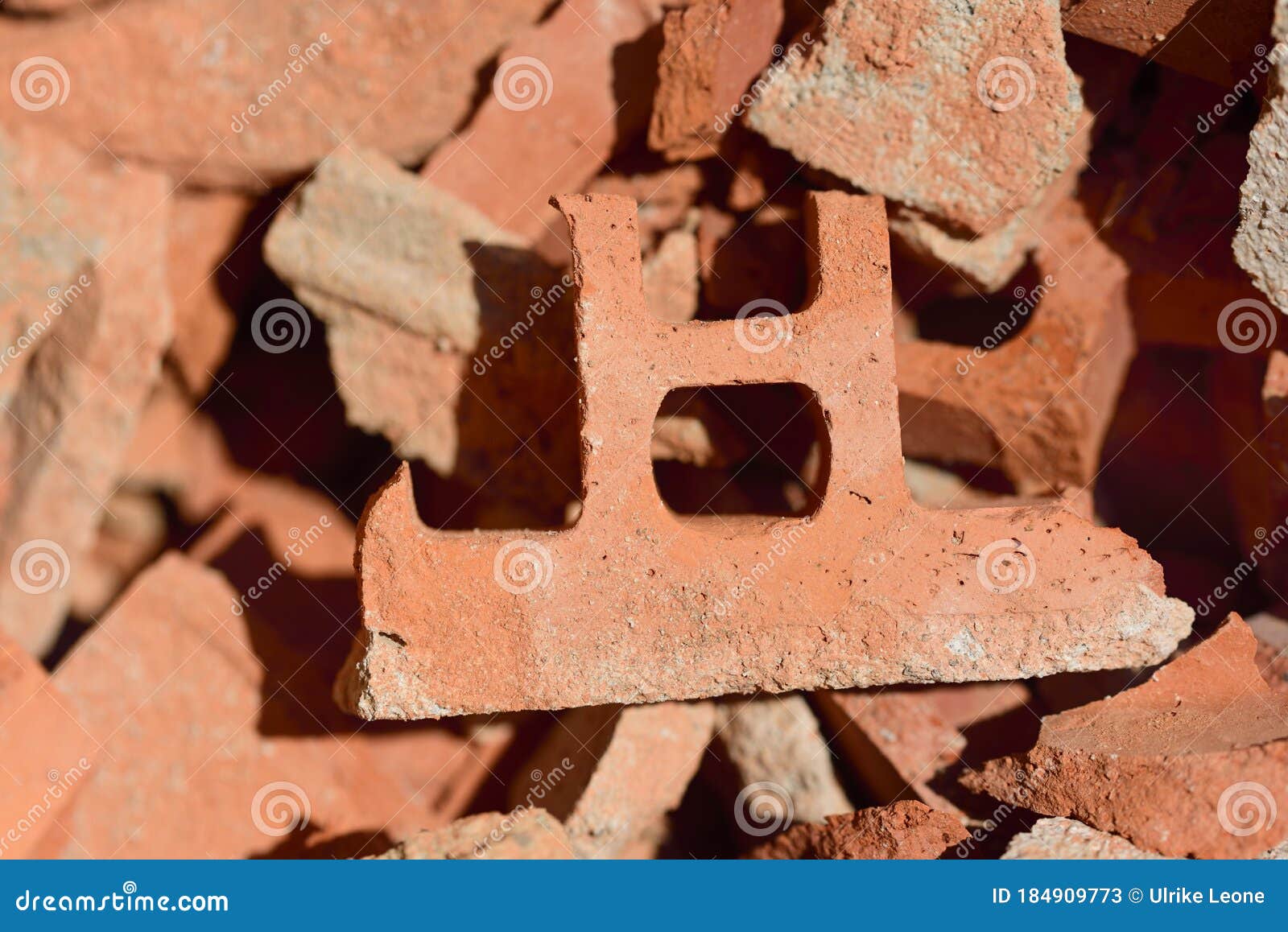 Rubble of Broken Red Bricks Stock Image - Image of demolition, damaged ...