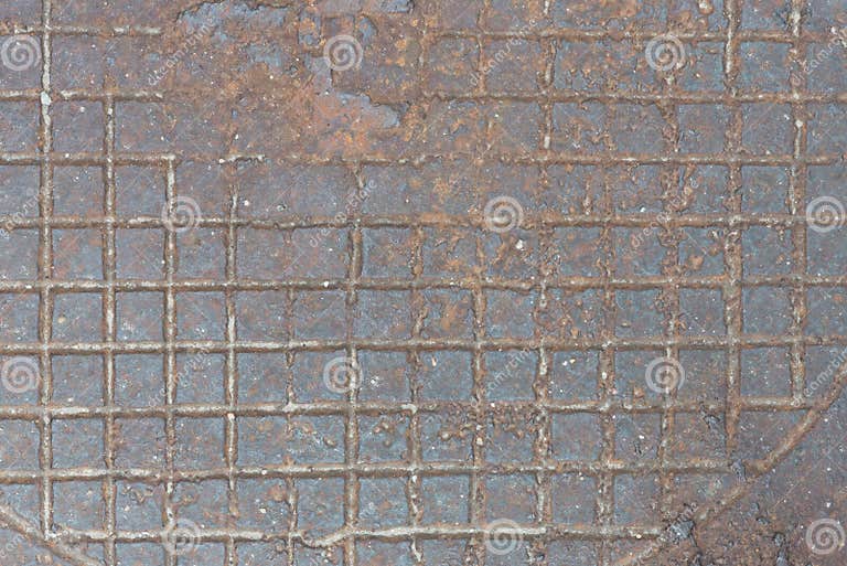 Background from Rusty Cast Iron with the Checkered Relief Drawing Stock ...