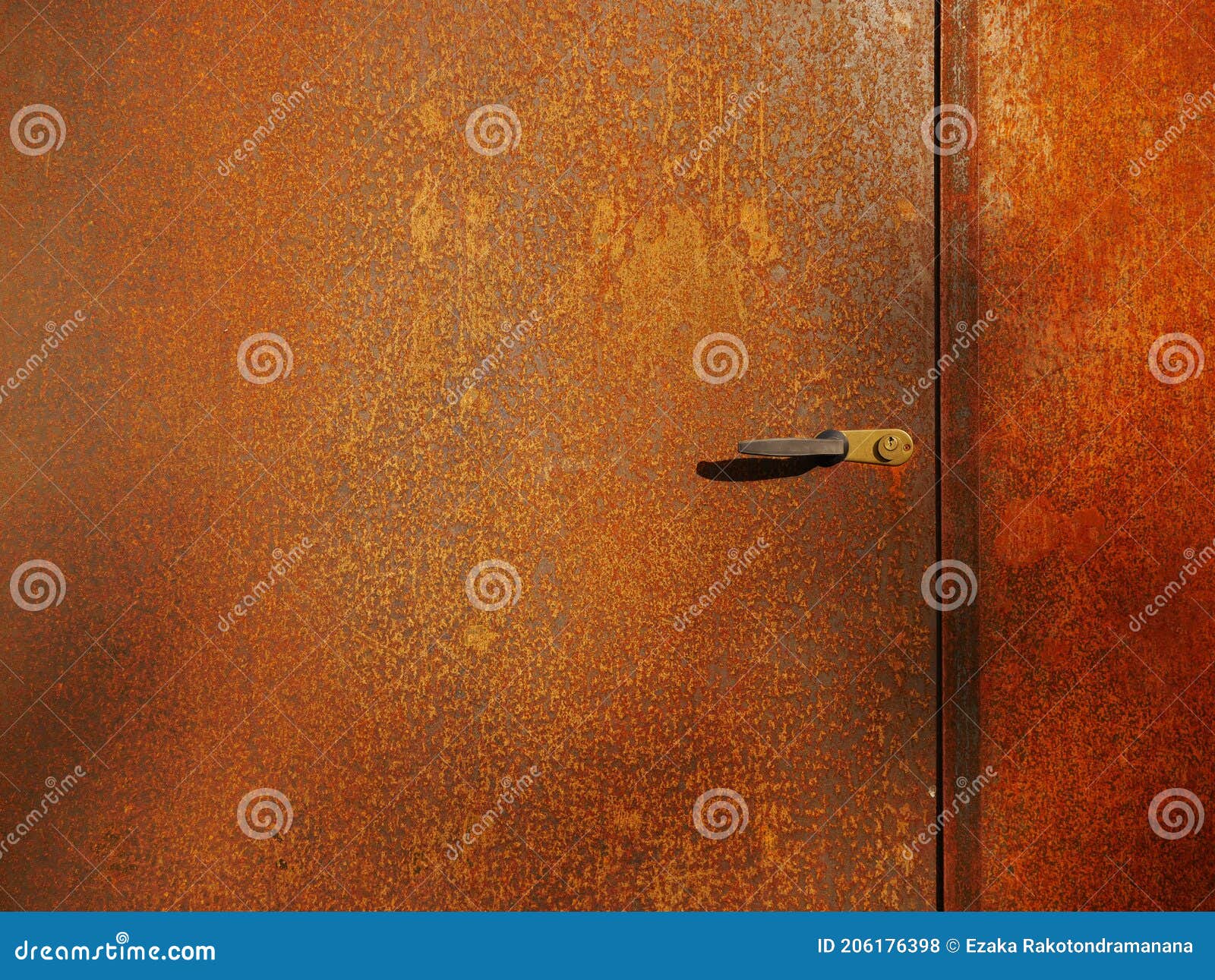Background Rusty Iron Door with Black Handle Stock Photo - Image of ...