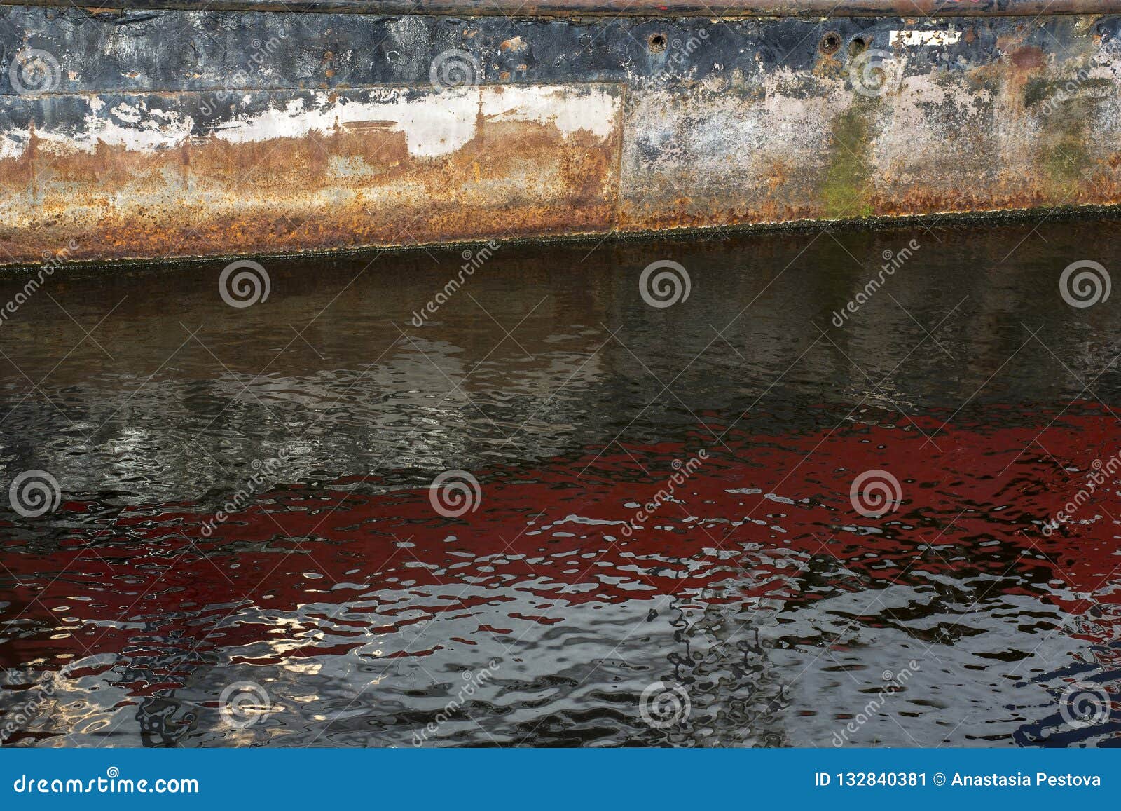 Background: Rusty Side of the Boat and Its Reflection Stock Image ...