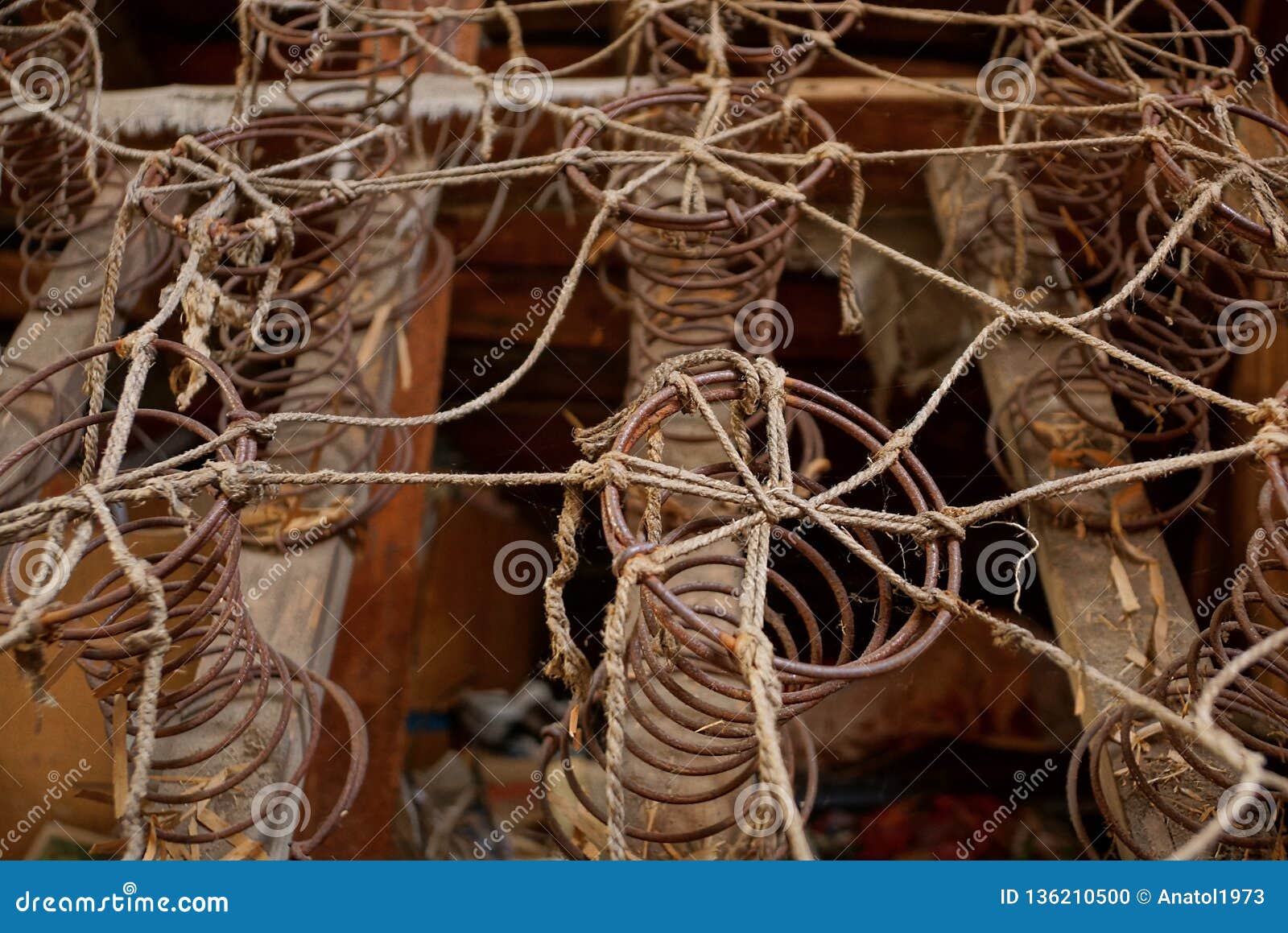 Texture of Rusty Springs and Gray Threads of an Old Mattress Stock ...