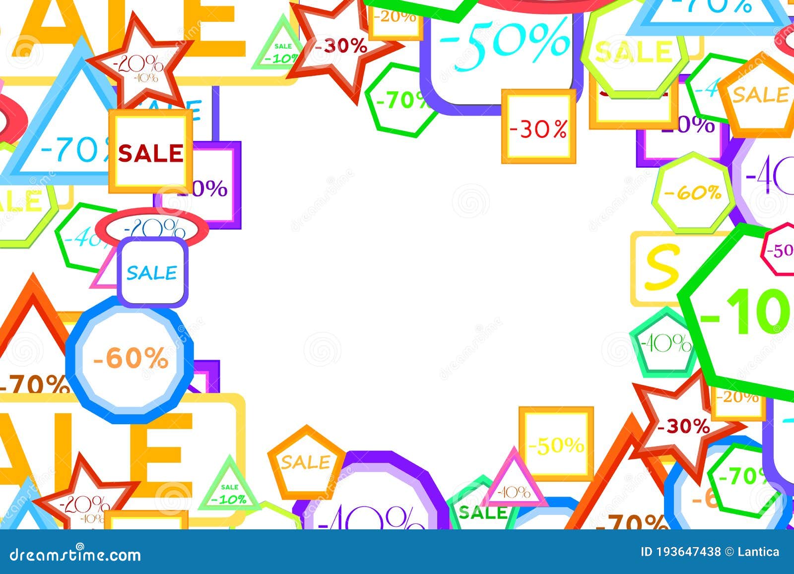 Background with Sale Labels. Different Color and Offers Stock ...