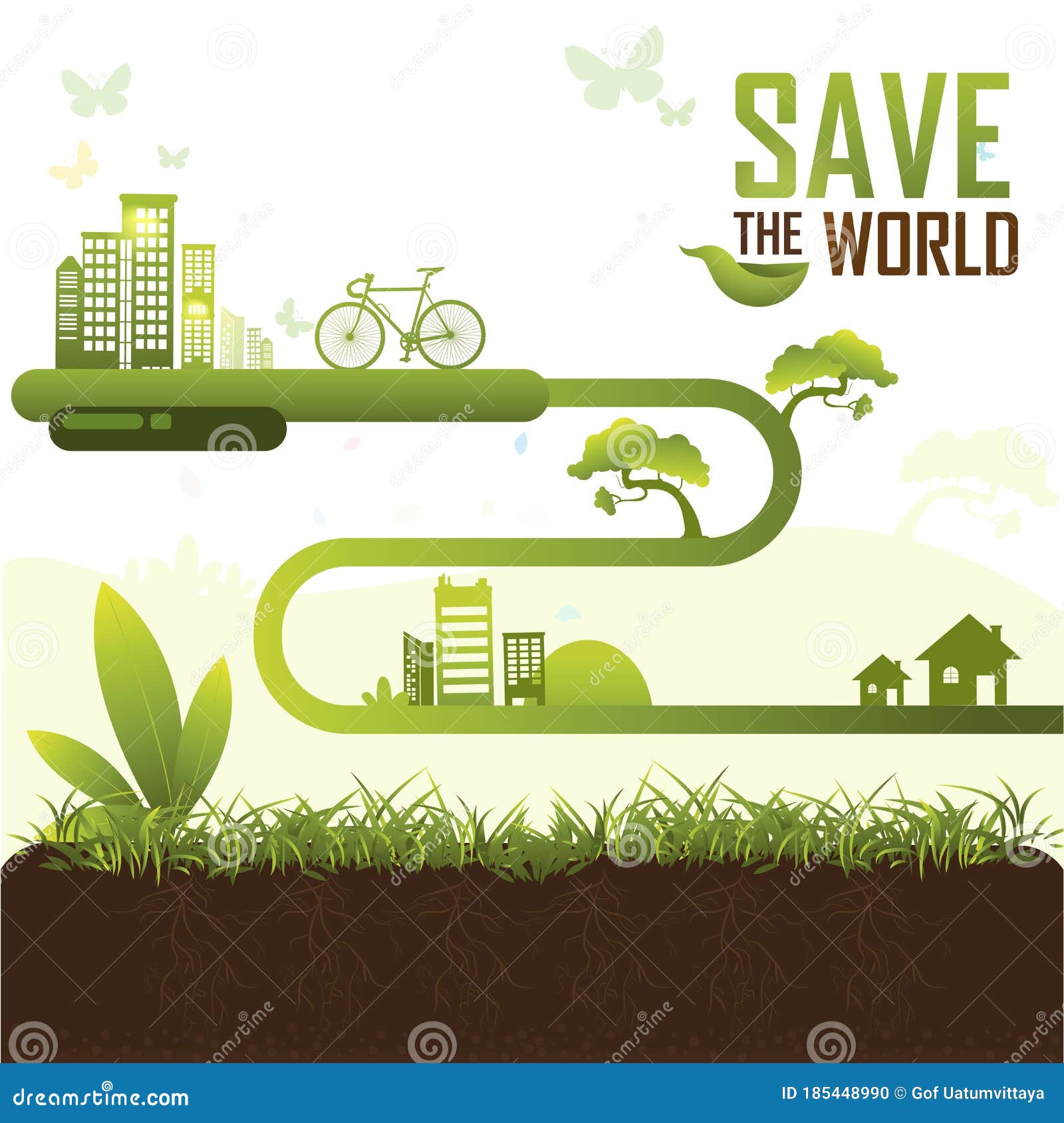 Save the World Vector Background. Stock Vector - Illustration of green ...