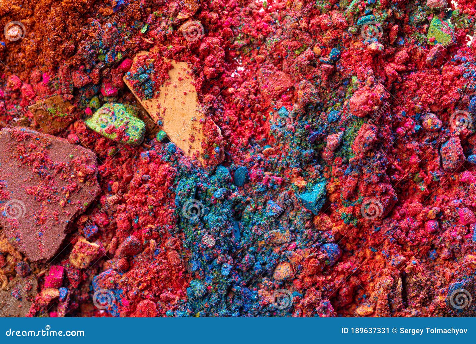 Background of Scattered Crashed Eye Shadows of Different Colors Stock ...