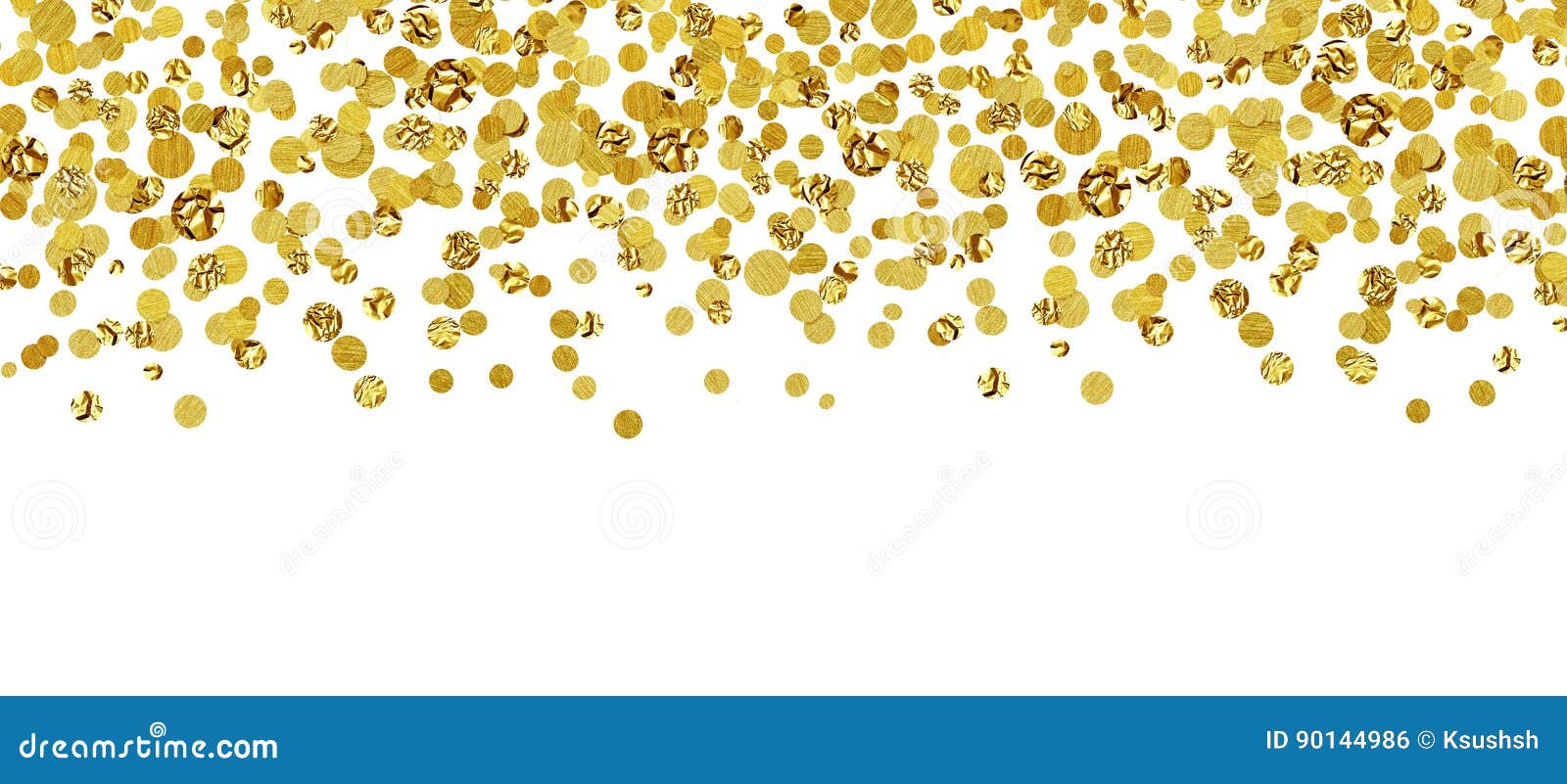 Gold Confetti Scattered On A Beige Background, Top View. Color Trend ...