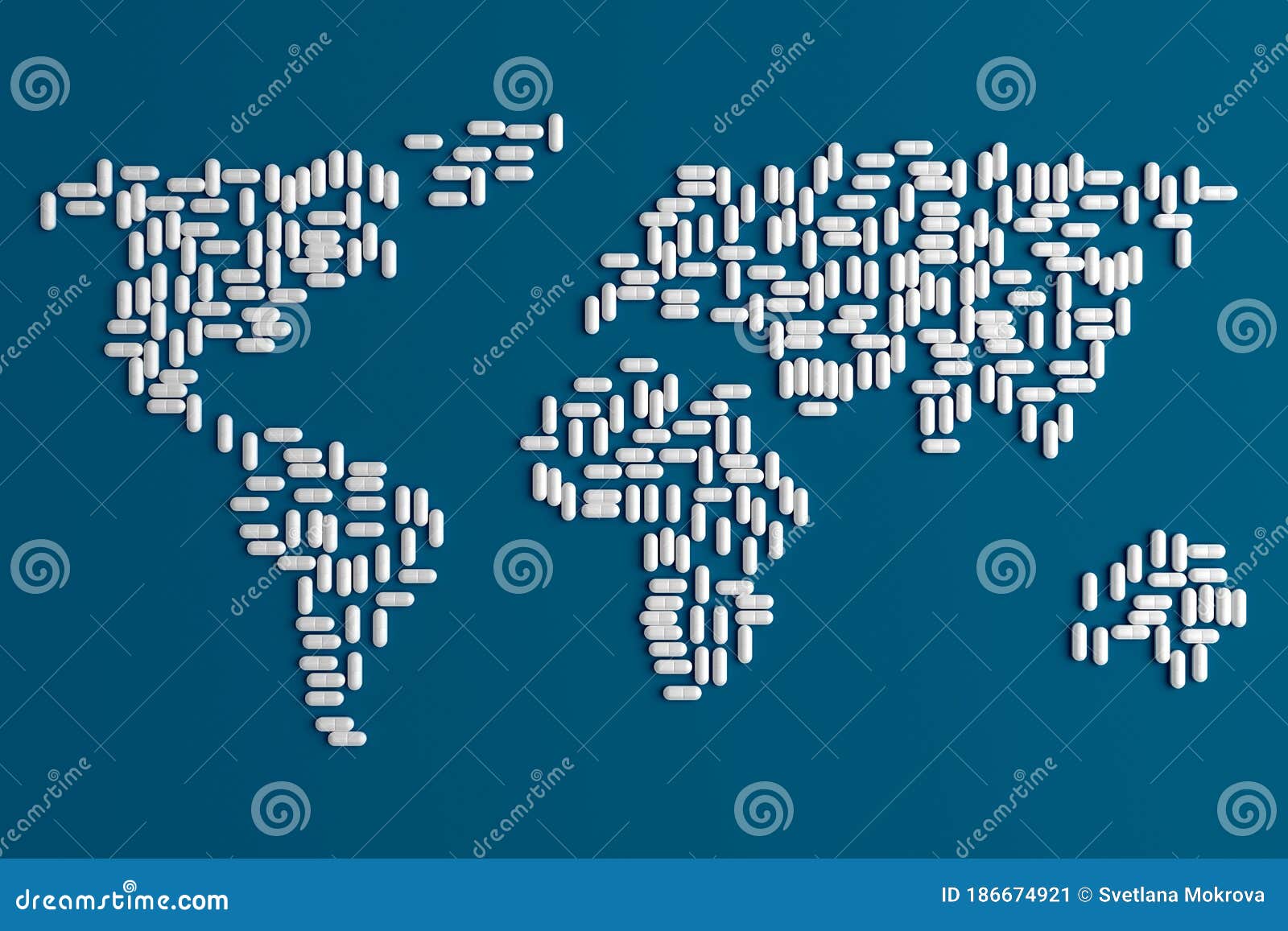 Background Of Scattered On A Plain Blue Background Of Many Tablets In ...
