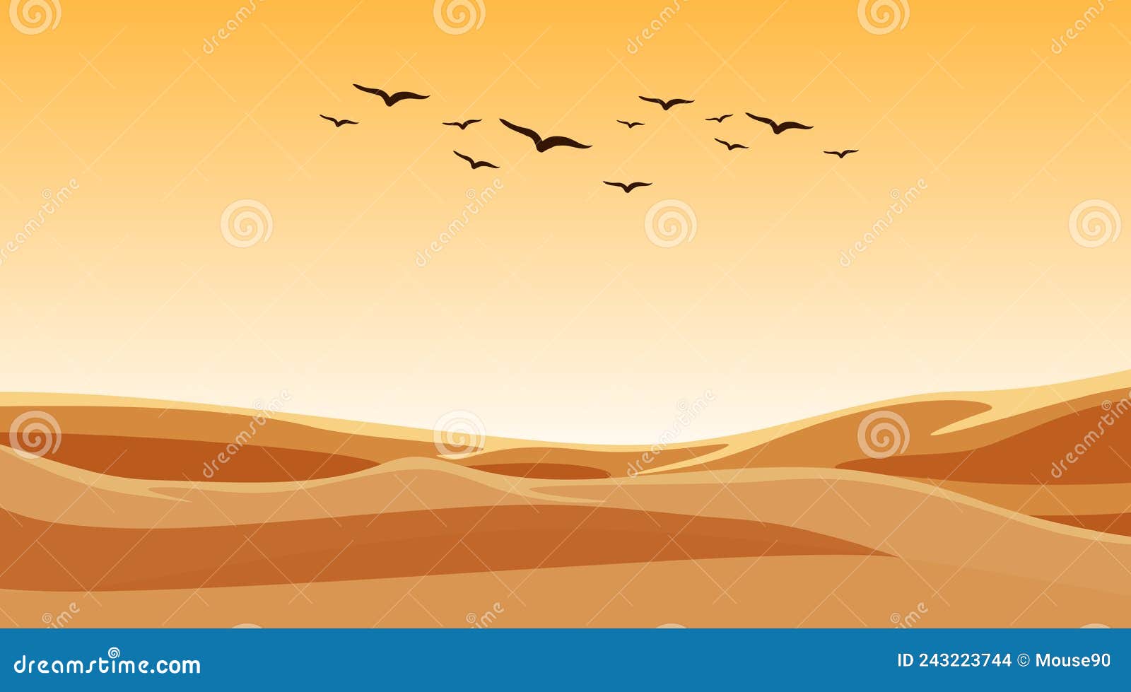 Background Scene with Birds Flying Over Sand Field Stock Vector ...