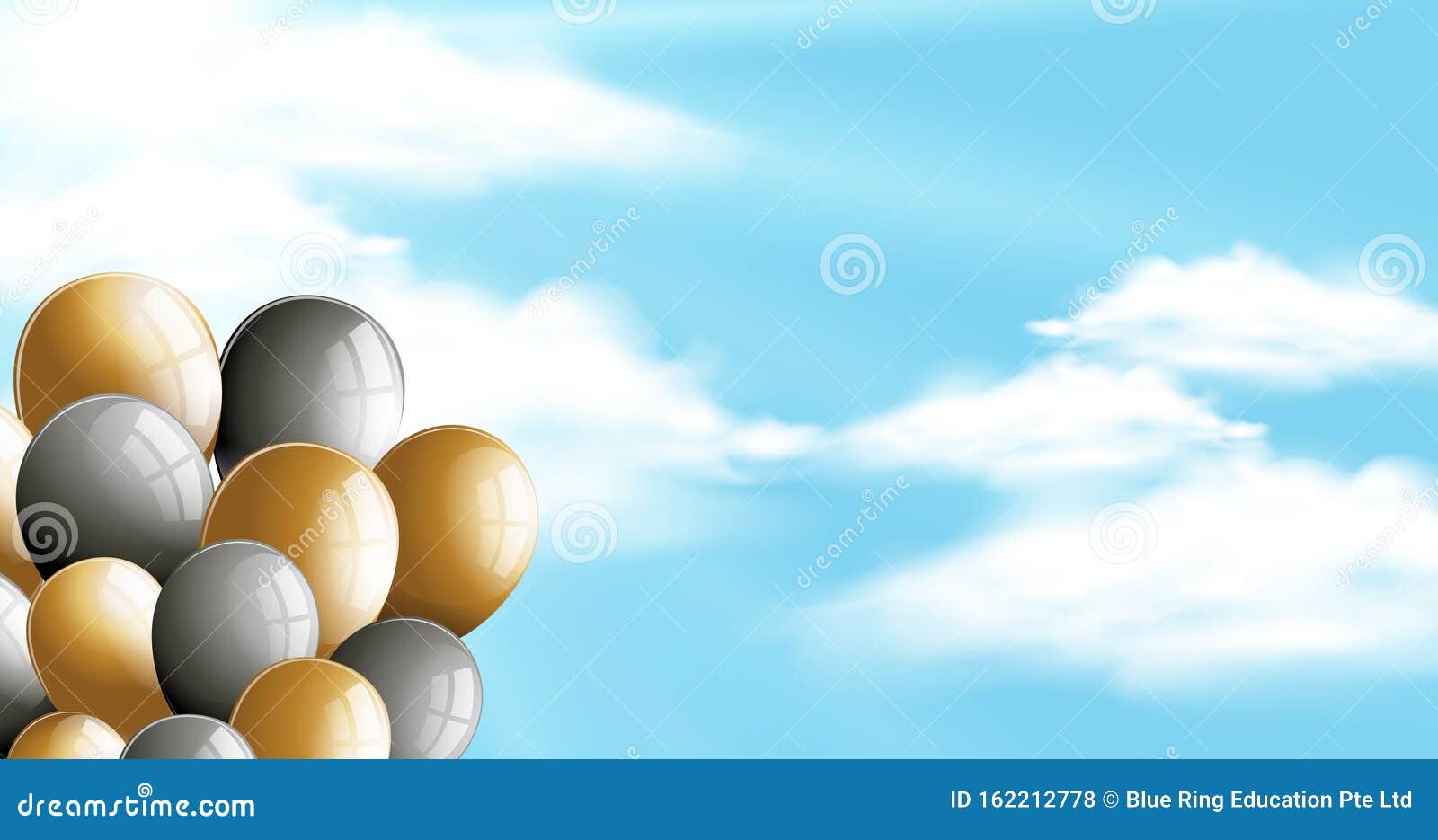 Background Scene with Blue Sky and Balloons Stock Vector - Illustration ...
