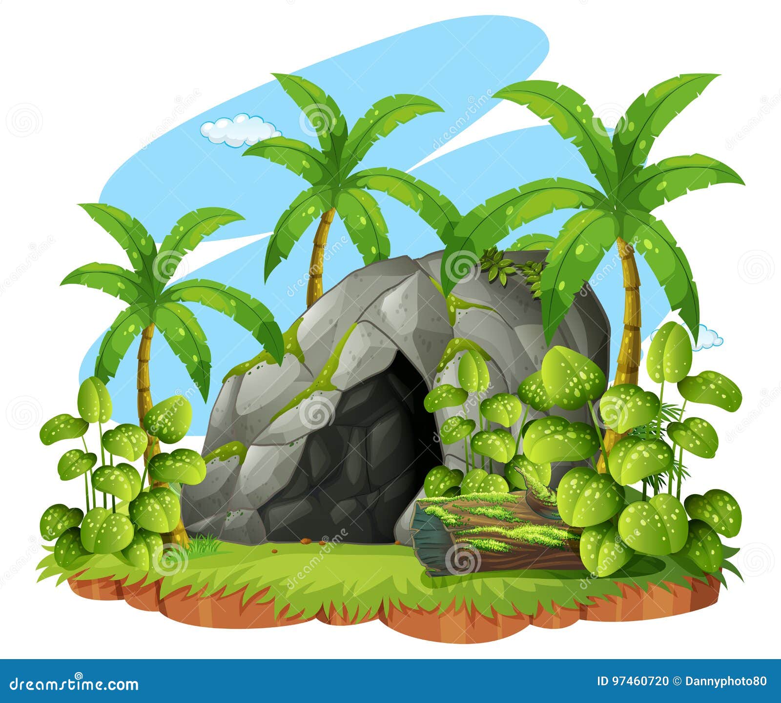 Background Scene with Cave in Forest Stock Vector - Illustration of ...
