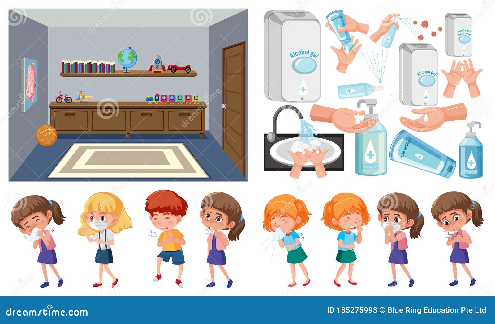 Background Scene of Classroom and Many Sick Students Stock Vector ...