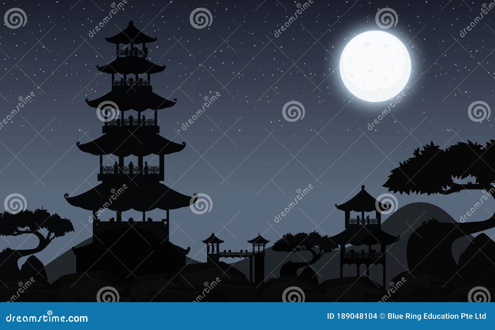 Background Scene with Dark Sky at the Temple Stock Vector ...