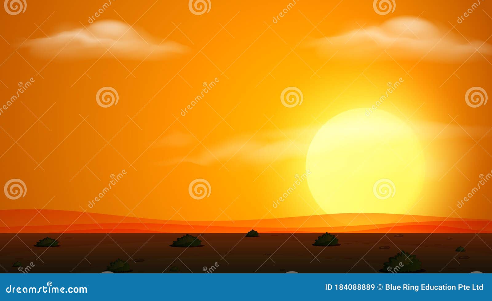 Background Scene with Field at Sunset Stock Vector - Illustration of ...
