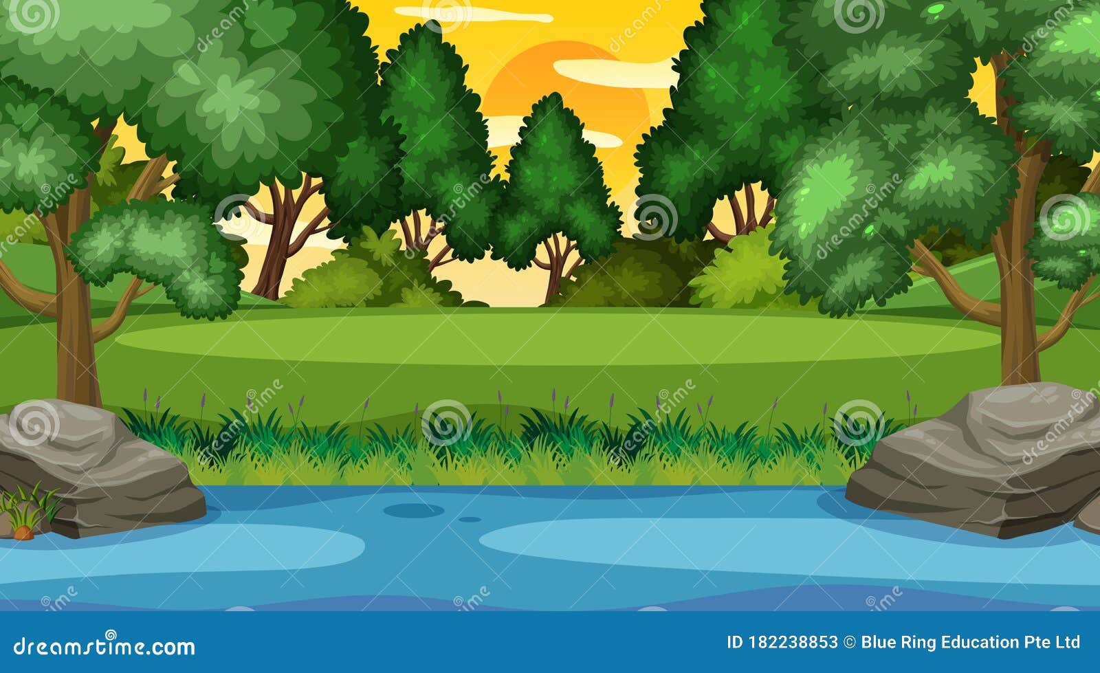 Background Scene with Many Trees in the Park Stock Vector ...