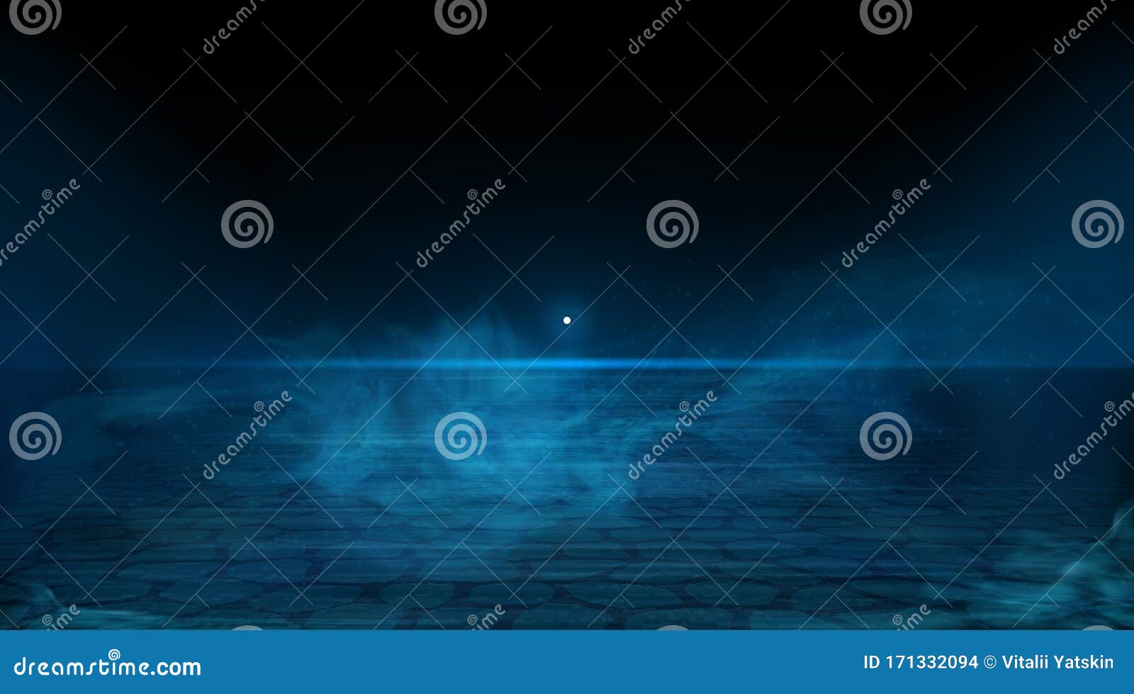 Background Scene. Night View of the Luminous Horizon and a Lonely Star ...