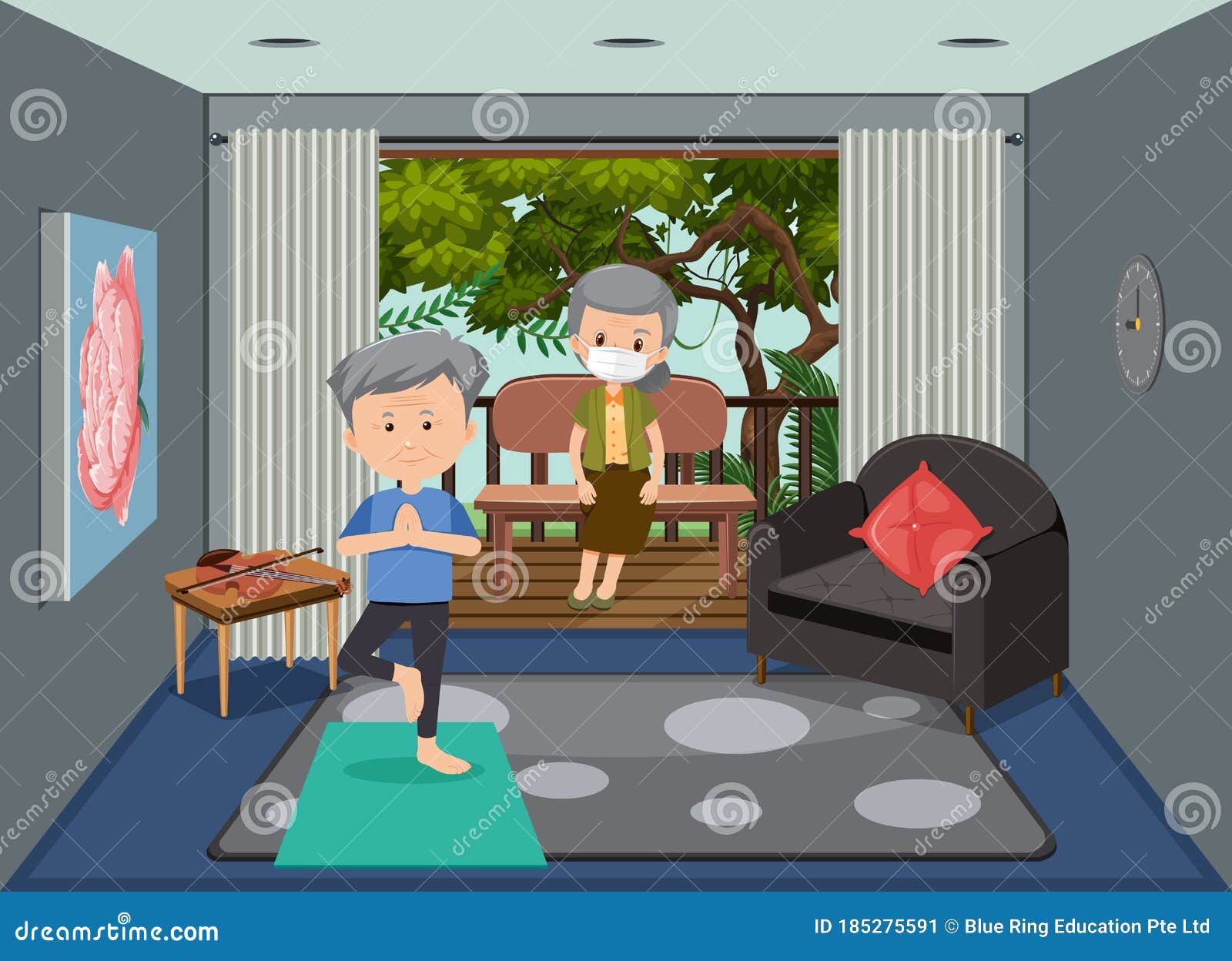 Background Scene with Old People Staying at Home Stock Vector ...