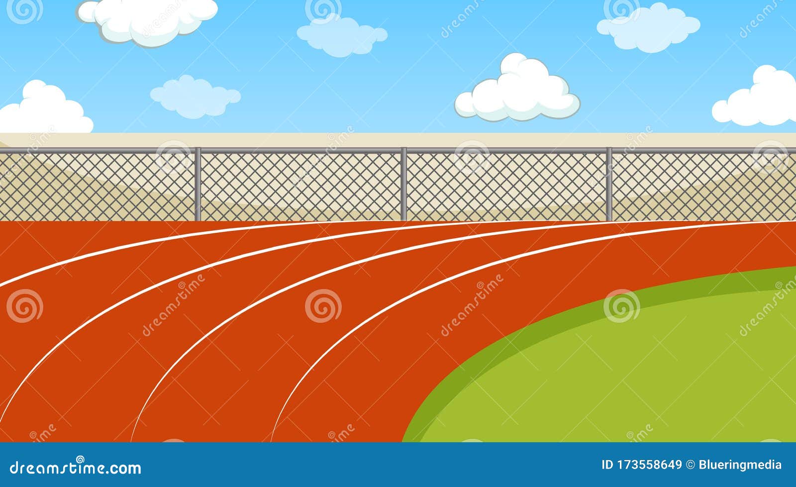 Background Scene with Running Track and Green Field Stock Vector ...